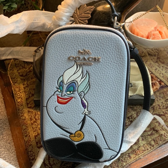 Coach | Bags | Authentic Coach Pebbled Leather Zip Around Disney Ursula ...
